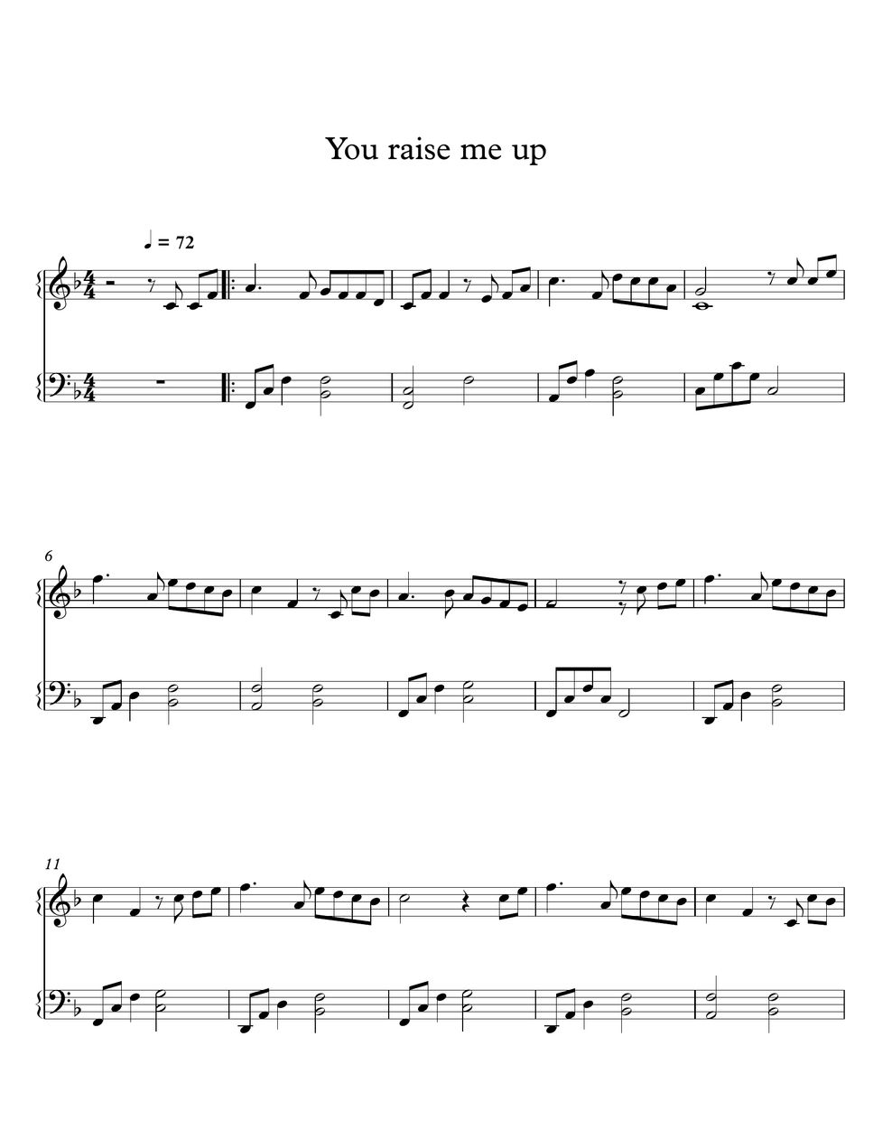Josh Groban - You raise me up (Easy Piano) 악보 by C Music