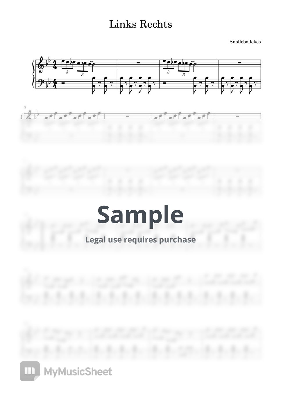 Snollebollekes - Links-Rechts Sheet Music by All in piano