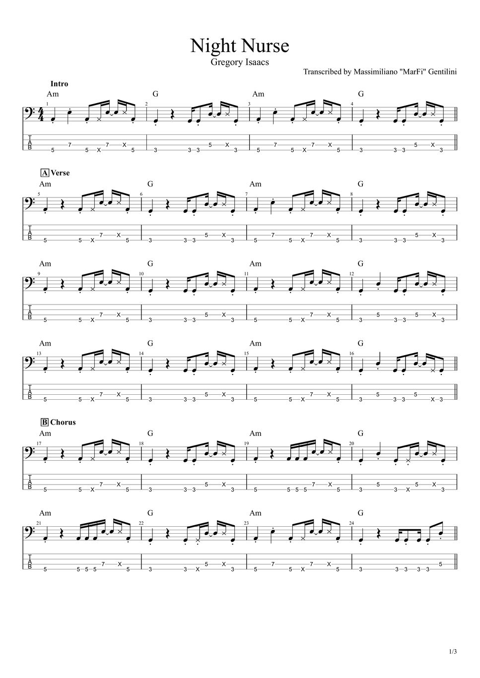 Gregory Isaacs - Night nurse Sheets by Massimiliano Gentilini