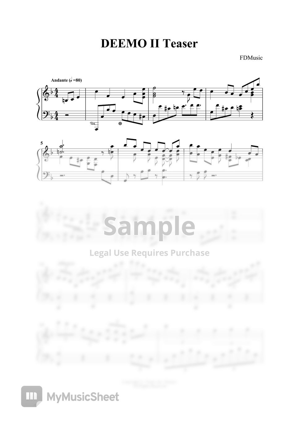 Rayark - DEEMO II Teaser (PIANO COVER) Sheet Music by FDMusic