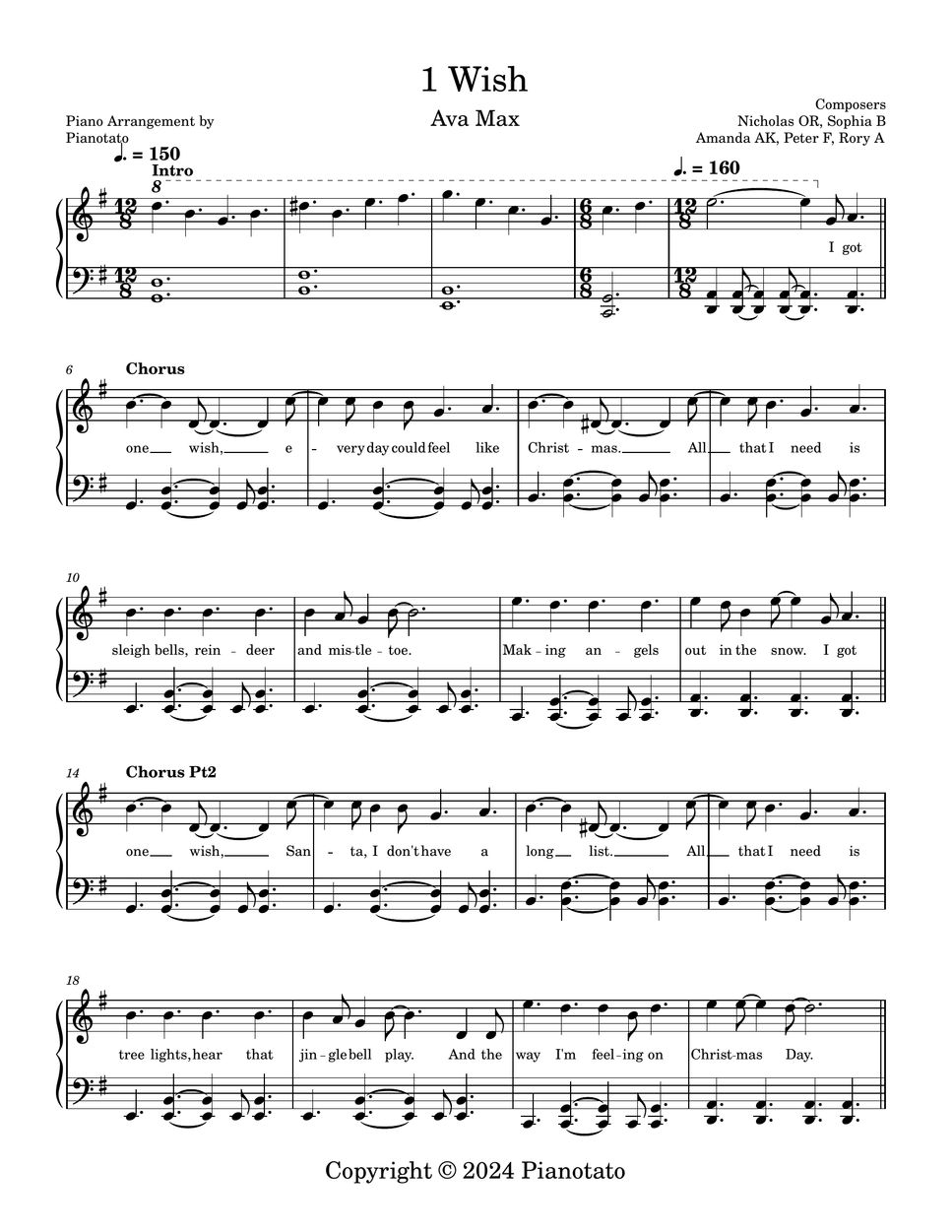 Ava Max - 1 Wish Sheet Music by Pianotato