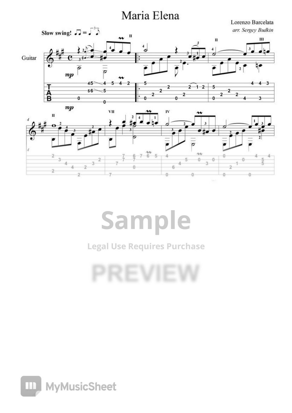 Lorenzo Barcelata - Maria Elena 악보 by Buddy_King