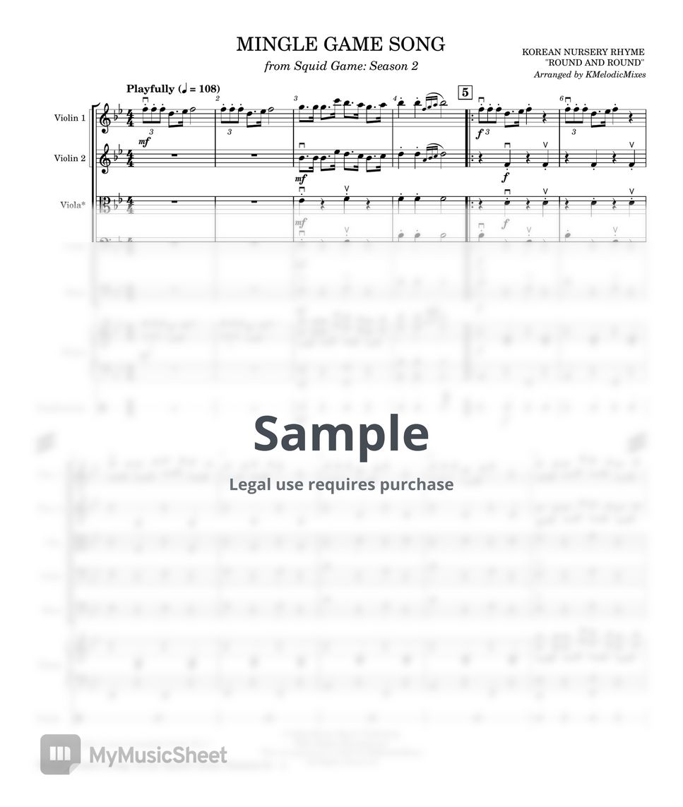 Korean Nursery Rhyme - Mingle Game Song (from Squid Game S2) - Orchestra - Full Score Sheets by ...