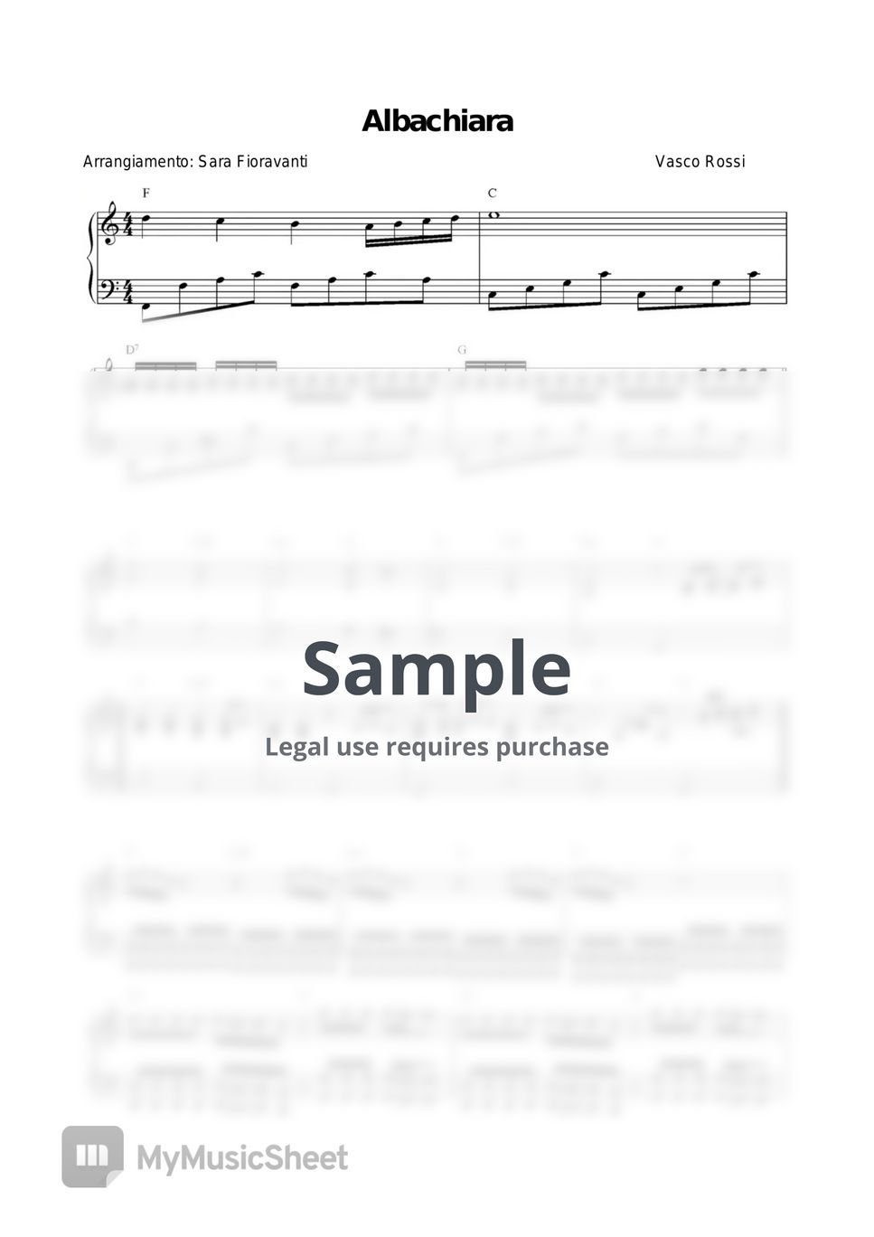 Vasco Rossi - Albachiara 악보 by Sara Fioravanti