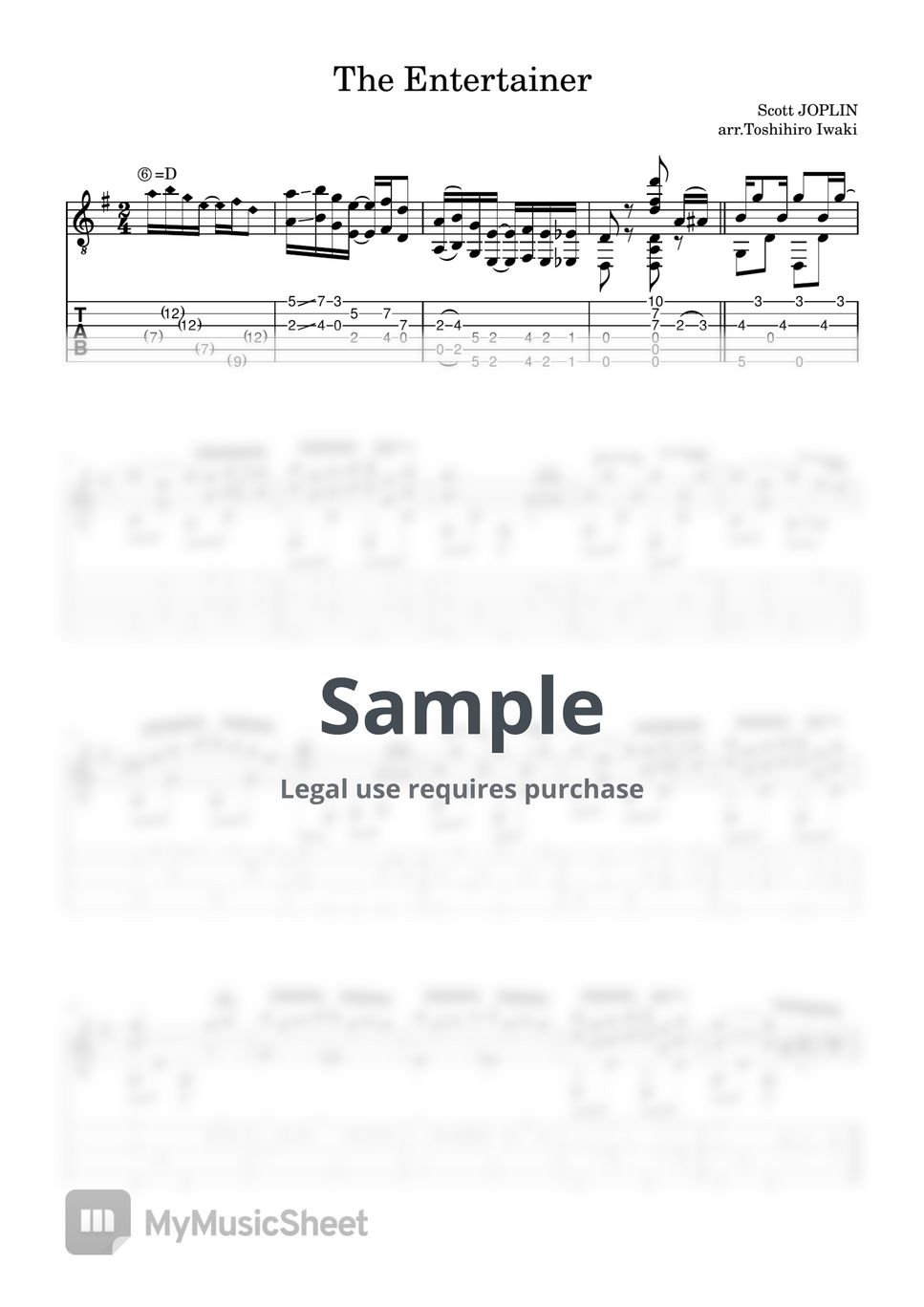 Scott Joplin - The Entertainer TAB+1 Staff by Toshihiro Iwaki