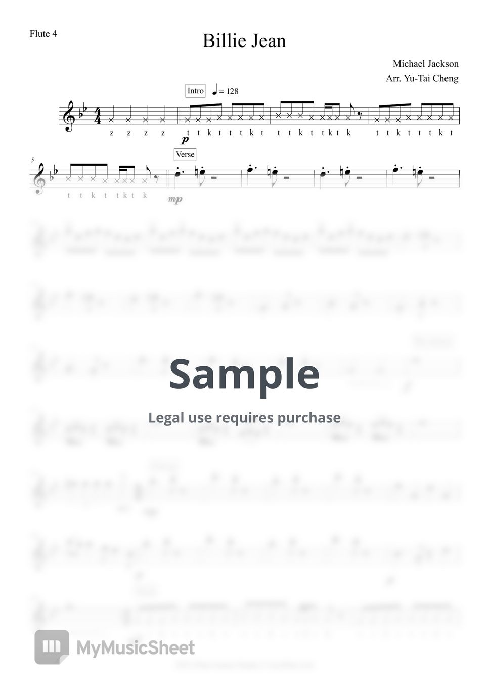 Michael Jackson - Billie Jean (Beatbox flute quintet and piano) Sheets ...