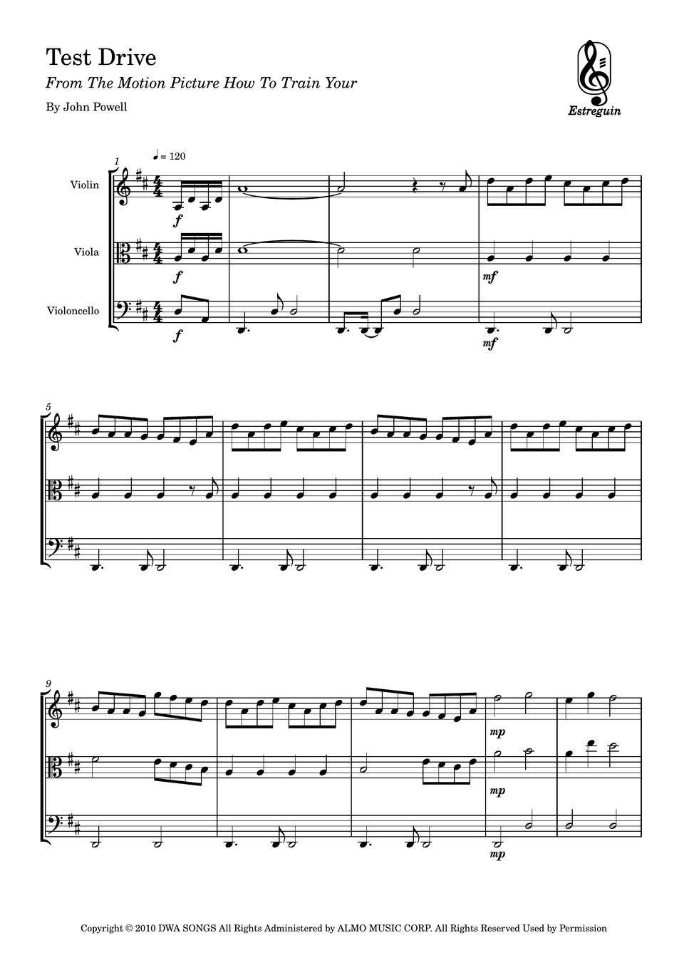 (How to train your Dragon ) John Powell - Test Drive (String Trio Vln ...