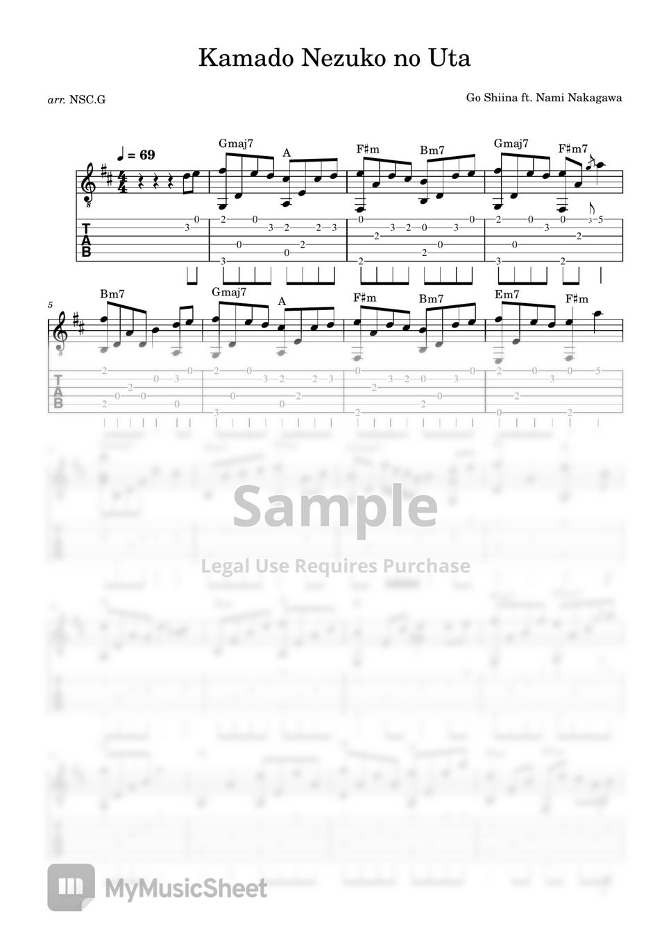 Go Shiina ft. Nami Nakagawa - Kamado Nezuko no Uta Sheets by Not So ...