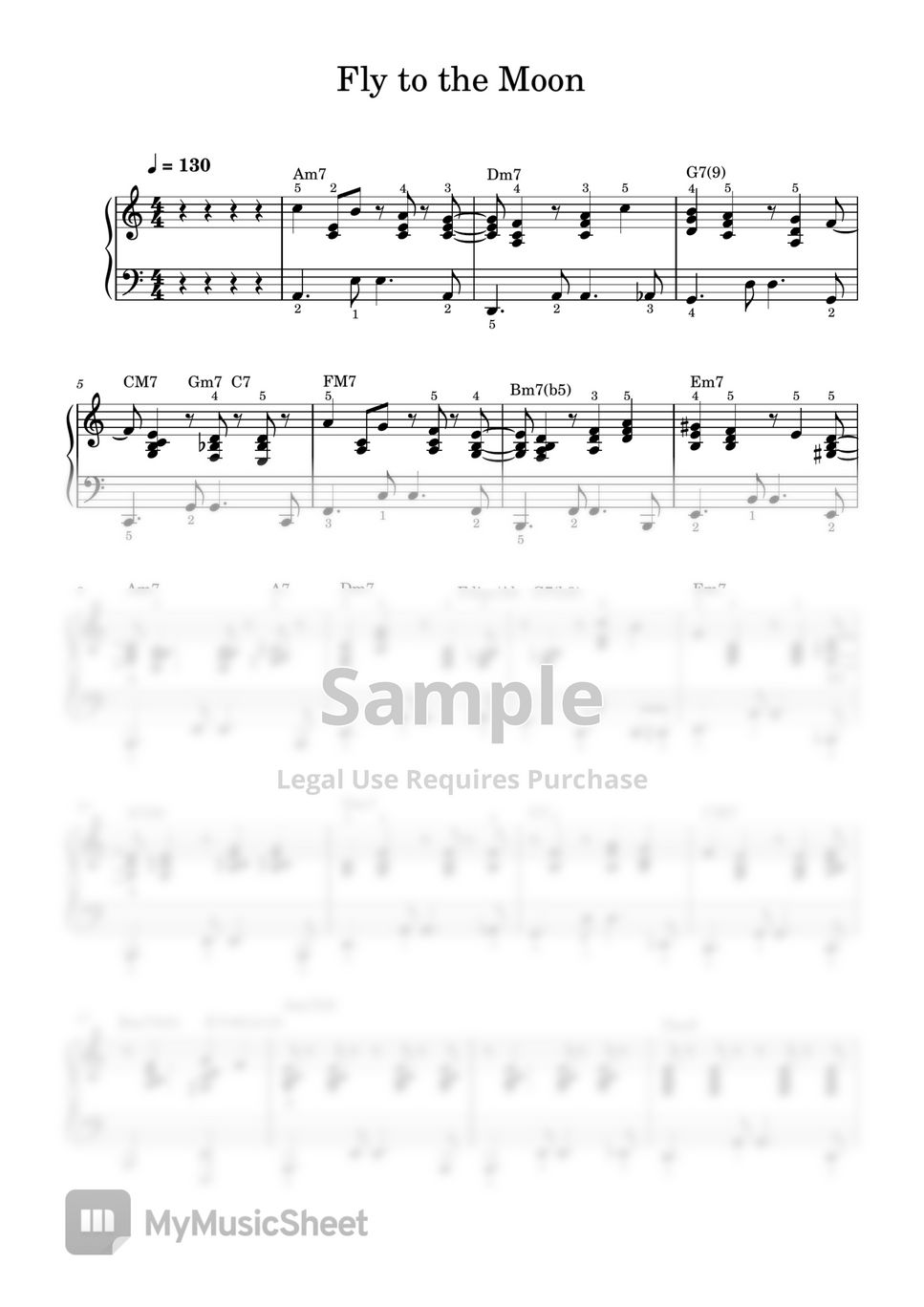 Bart Howard - Fly to the Moon (Piano Solo) Sheets by SangHeart Play