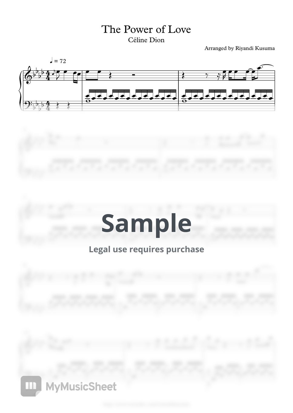 Celine Dion - The Power of Love 악보 by Riyandi Kusuma