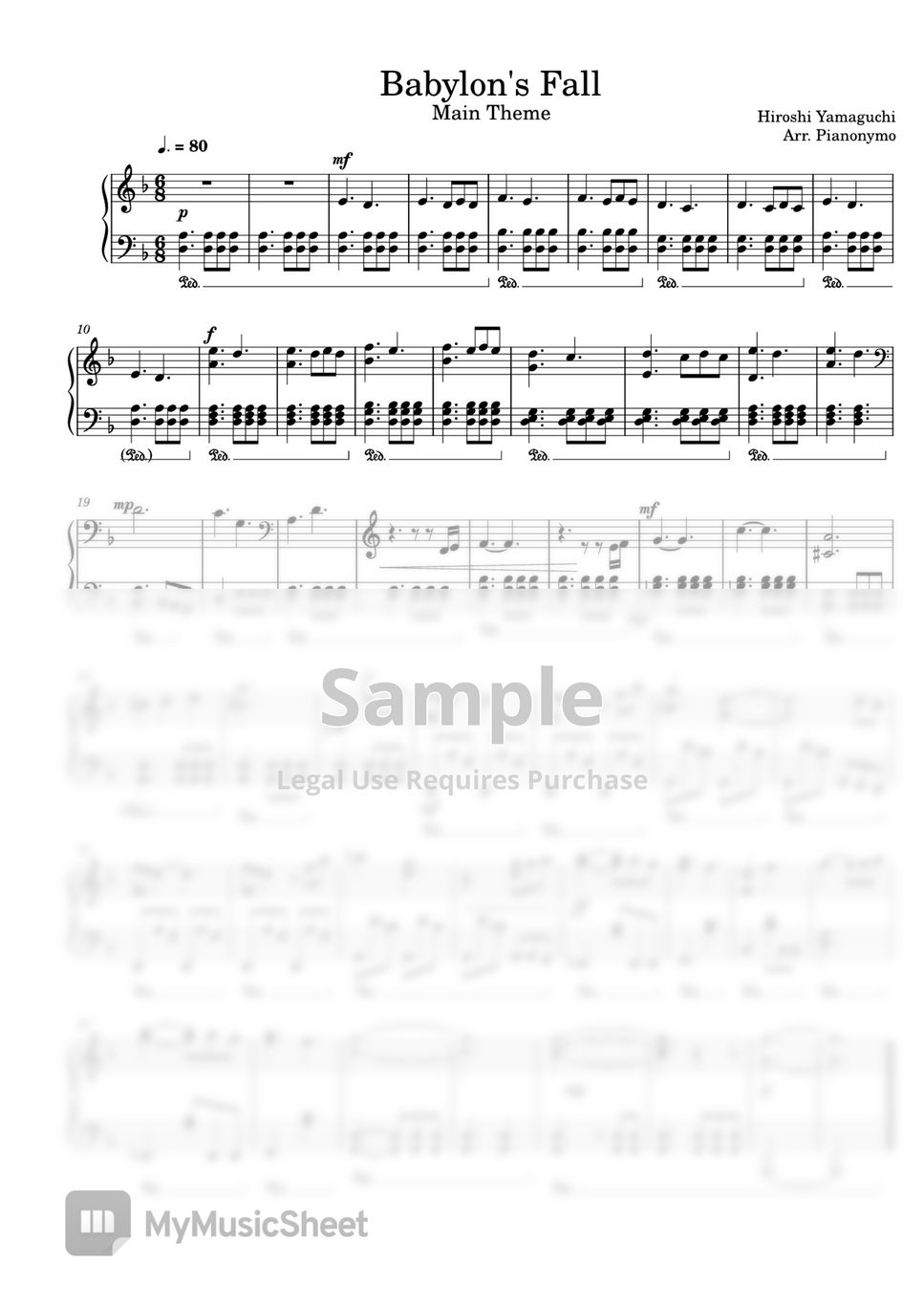 Babylon's Fall - Main Theme 악보 by Pianonymo