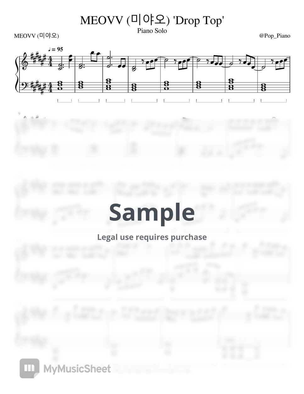 MEOVV (미야오) - Drop Top 악보 by Pop Piano
