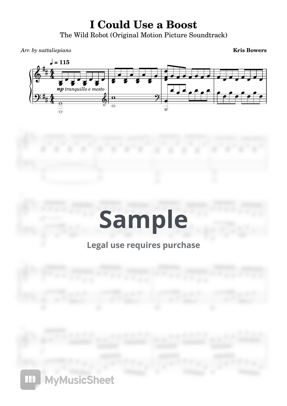 Kris Bowers - I Could Use a Boost (The Wild Robot OST) Sheet Music by ...