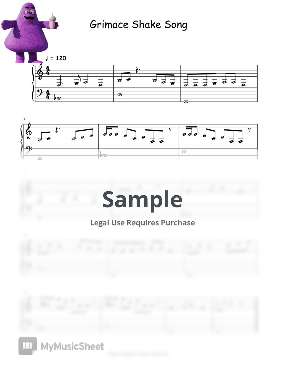 Corey Lassiter - Grimace Shake Song Sheet Music by Easy Fingers