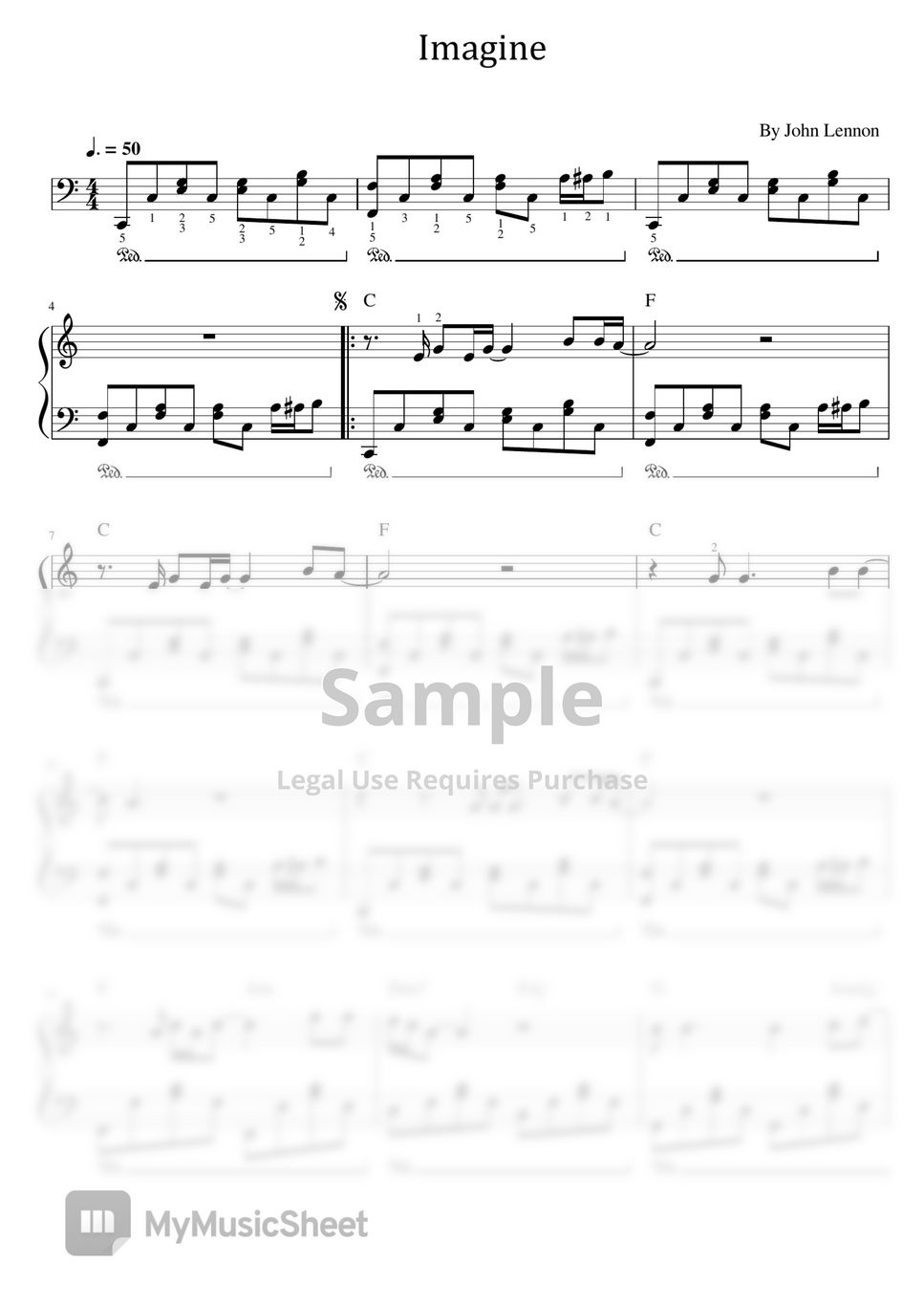 John Lennon - Imagine (For Easy Piano - With Chord) Sheets by poon