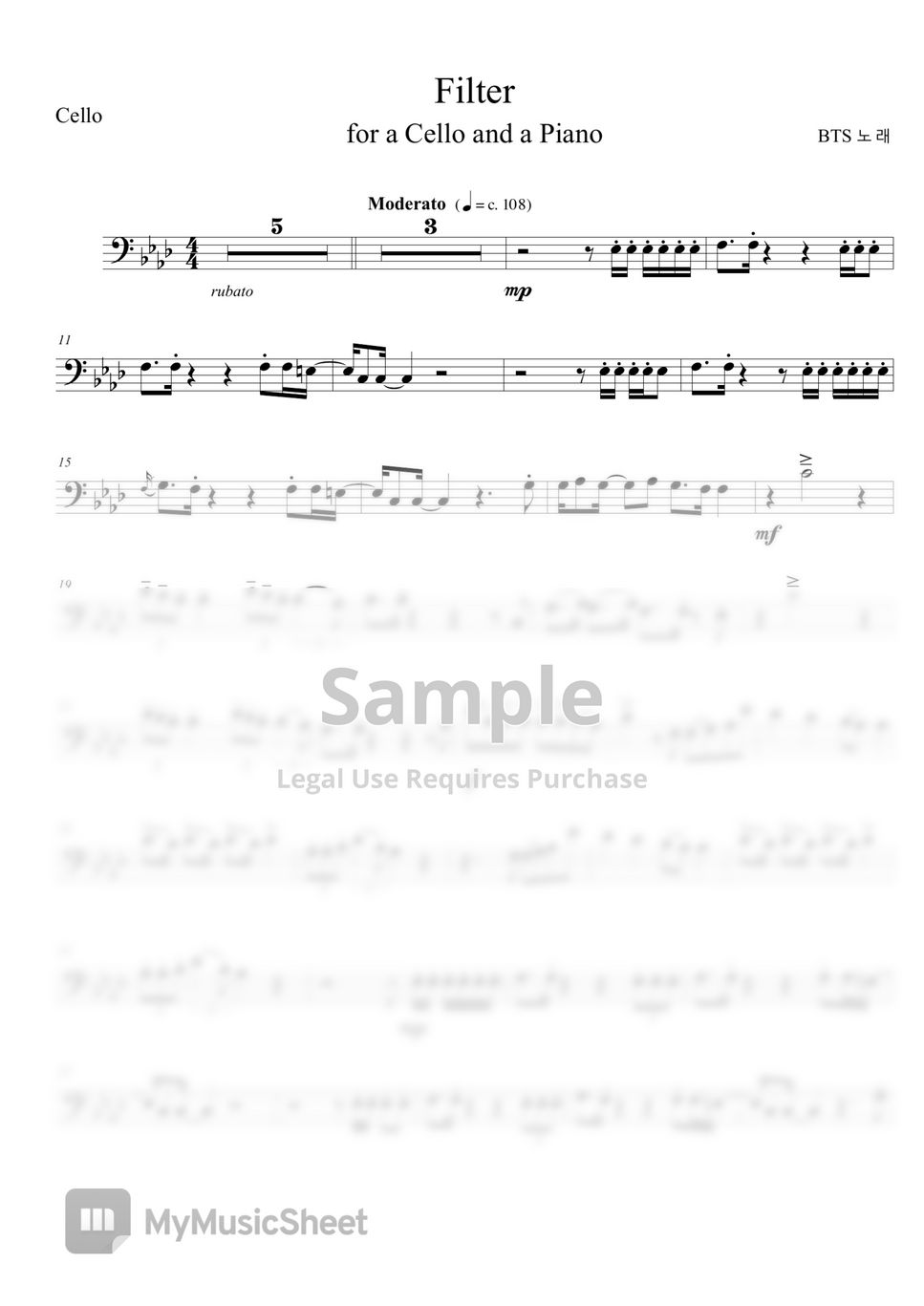 BTS - Filter 악보 by Artists'Card