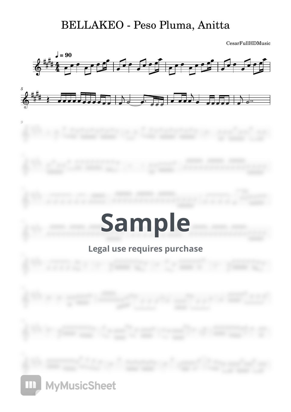 Peso Pluma, Anitta - BELLAKEO 악보