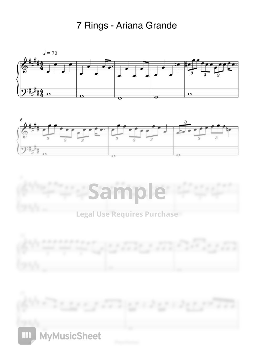 Ariana Grande - 7 Rings (Easy) Sheets by PianoGenius