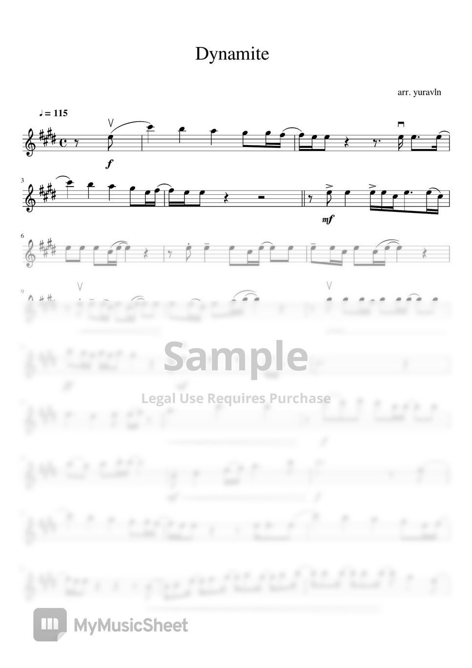 Bts 방탄소년단 Dynamite 악보 By Yuravln