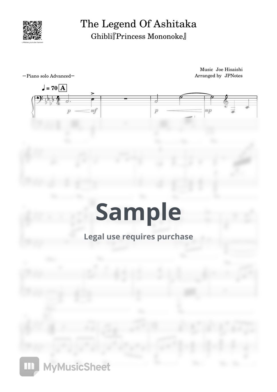 久石譲 - アシタカせっ記/The Legend Of Ashitaka (Princess Mononoke/Advanced Level ...