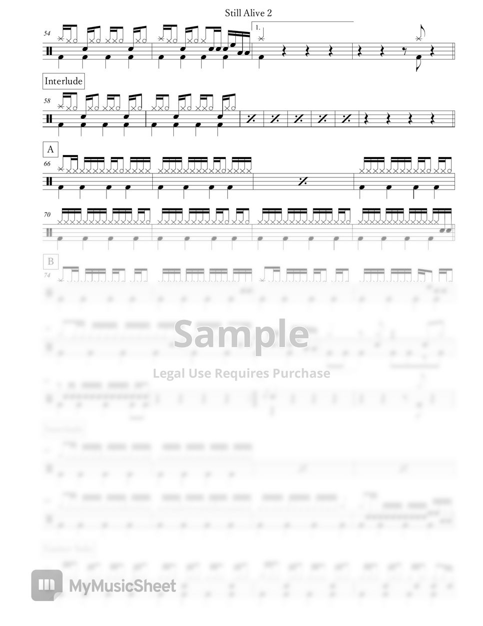 B'z - Still Alive 악보 by Arkadia Drums