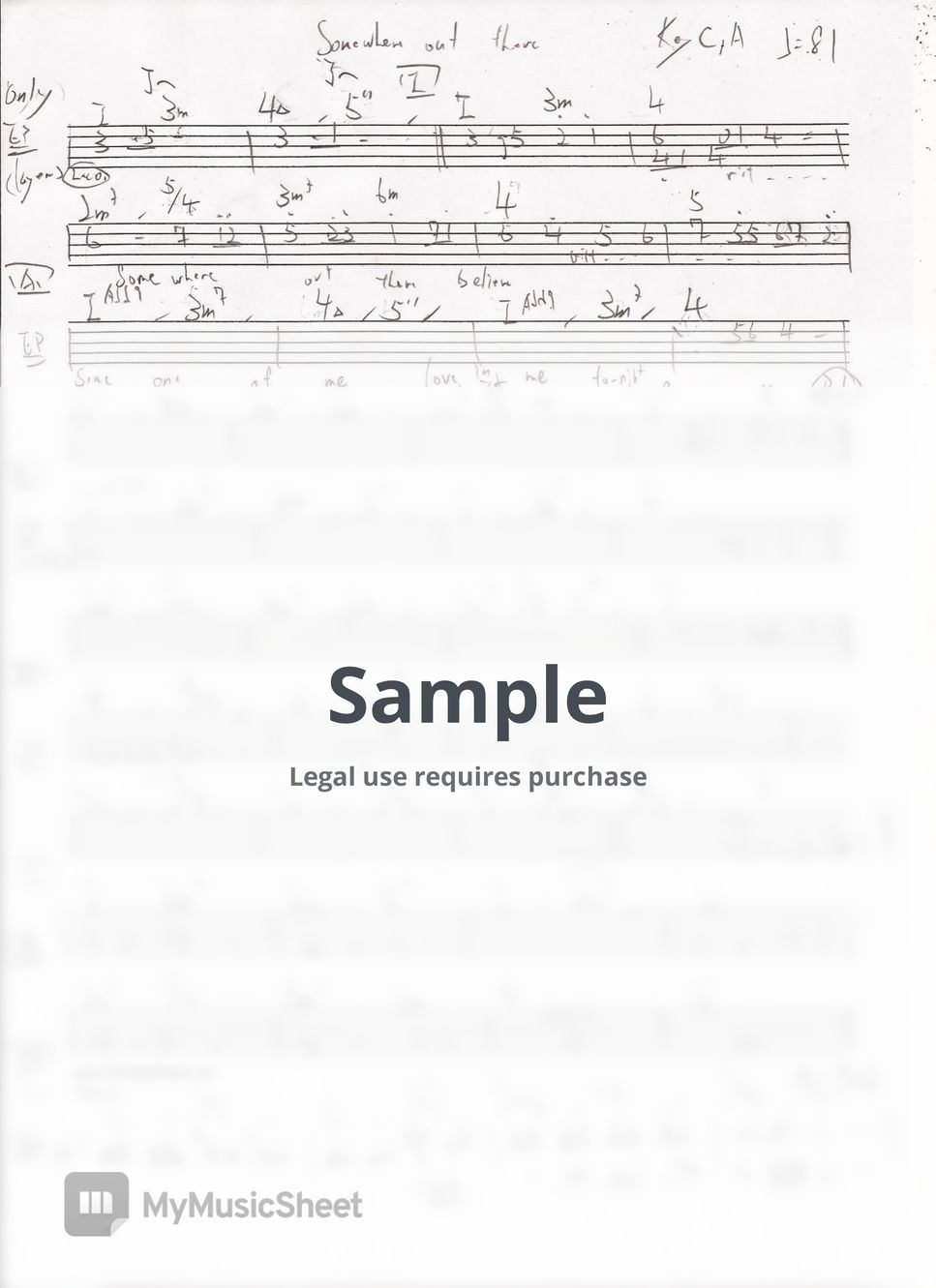 Linda Ronstadt & James Ingram - Somewhere Out There Tab + 단선 악보 by ...