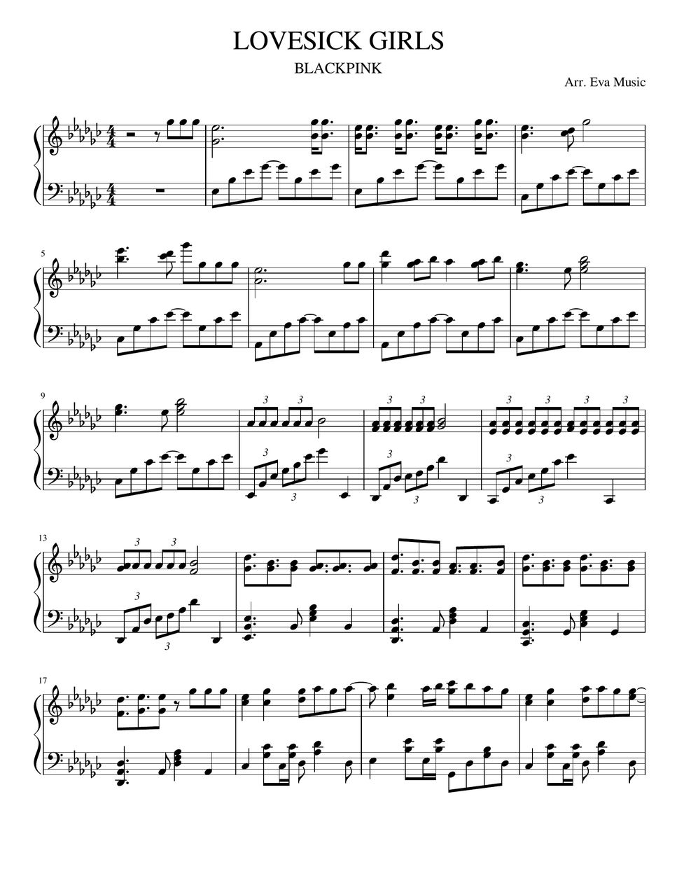 BLACKPINK - Lovesick Girls by Eva Music Sheet