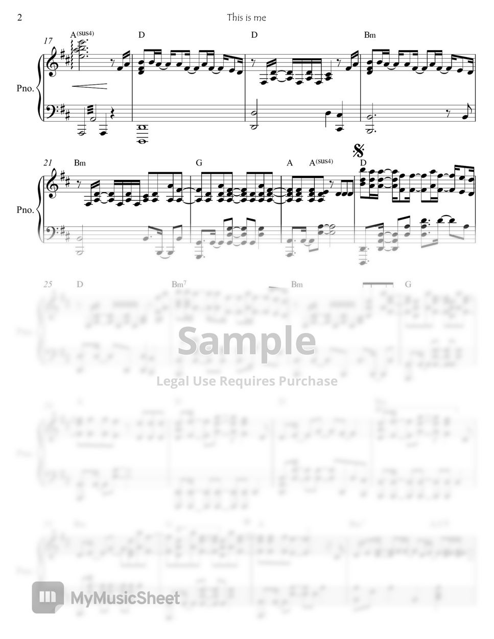 Keala Settle - This is me (위대한 쇼맨 OST) 피아노 악보 by. 글로리아엘 Notenblatt