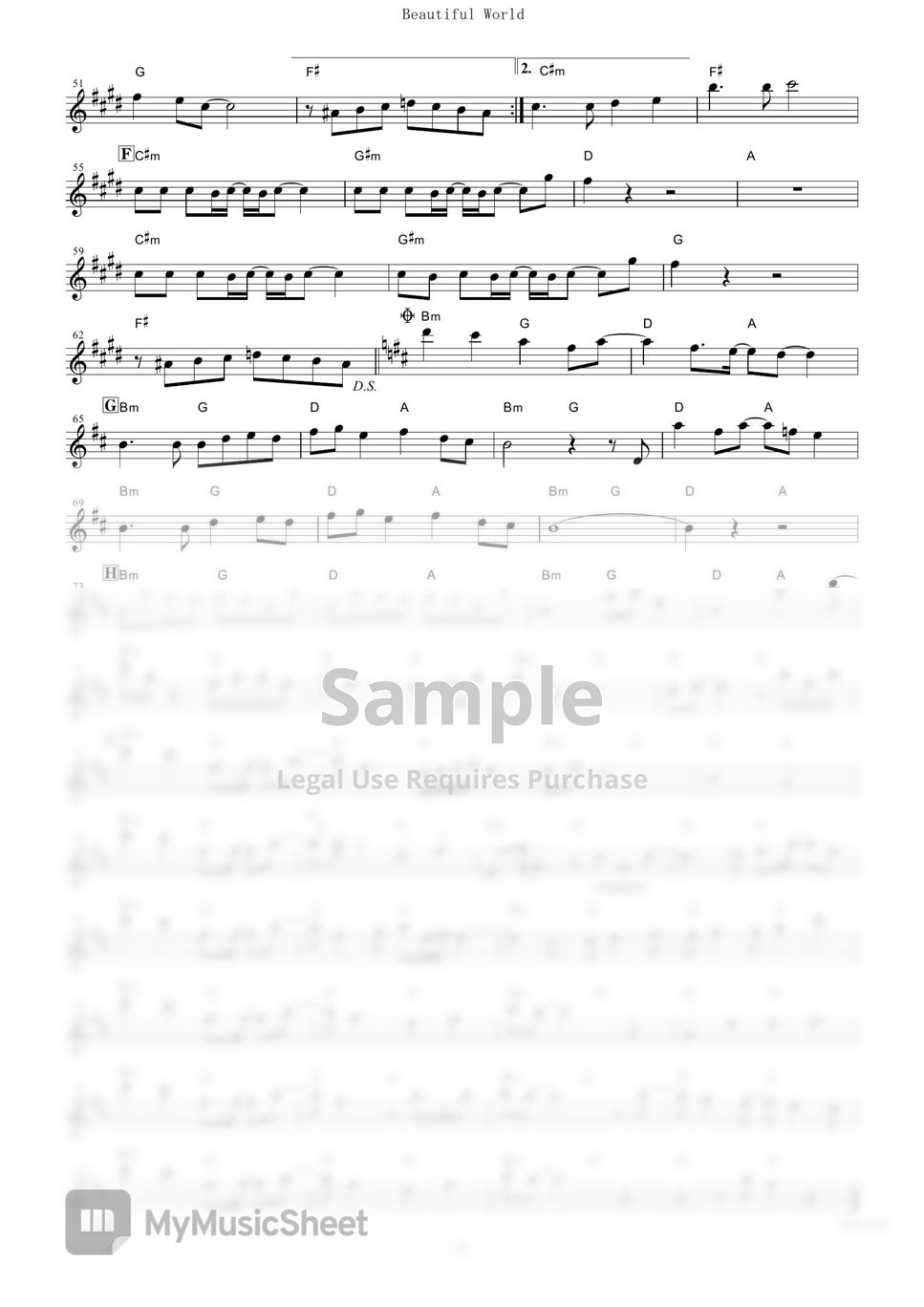 Evangelion: 1.0 You Are (Not) Alone - Beautiful World (in Eb) Sheet Music by Utada Hikaru