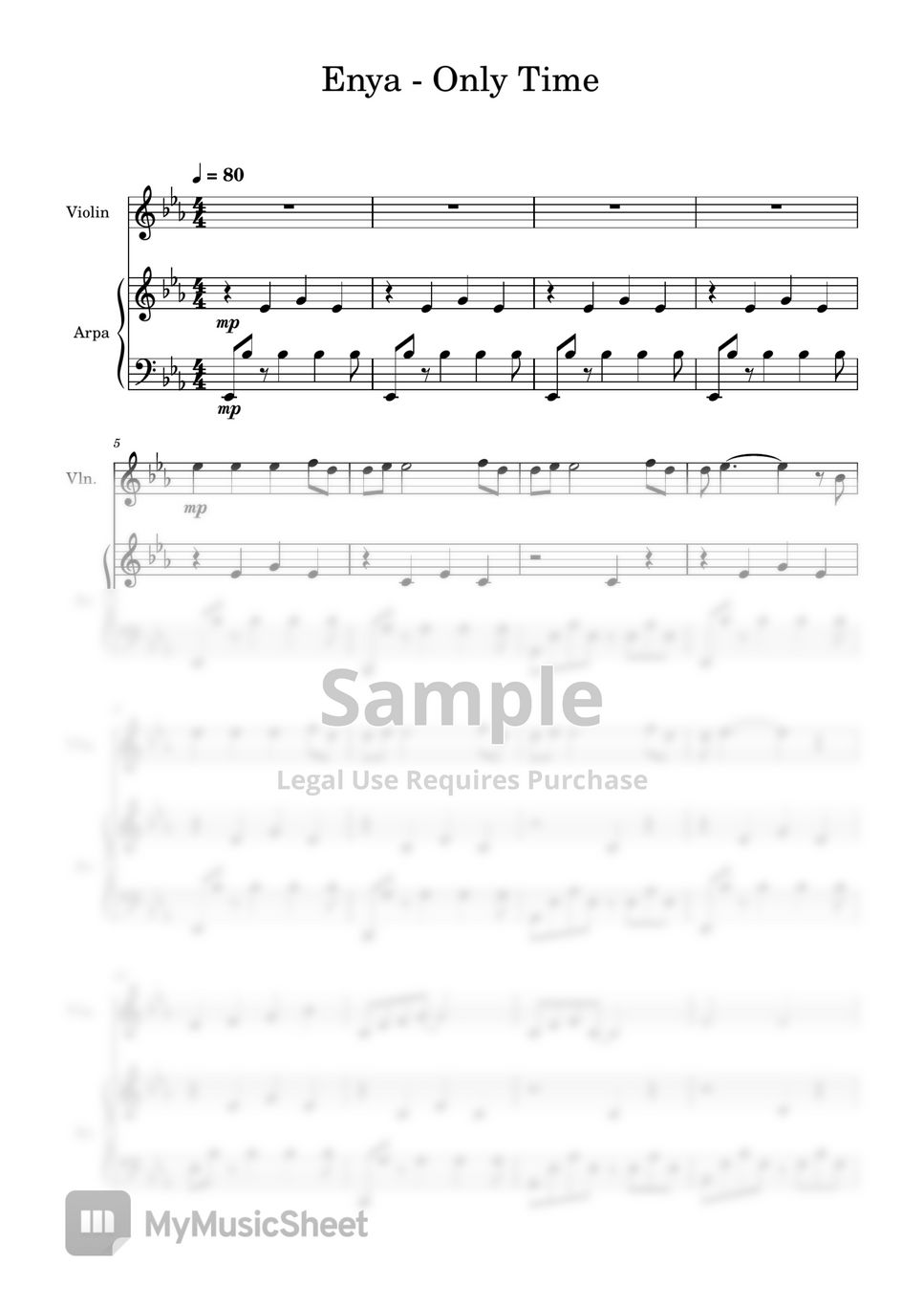 Enya - Only Time Sheet Music by Marco Errani