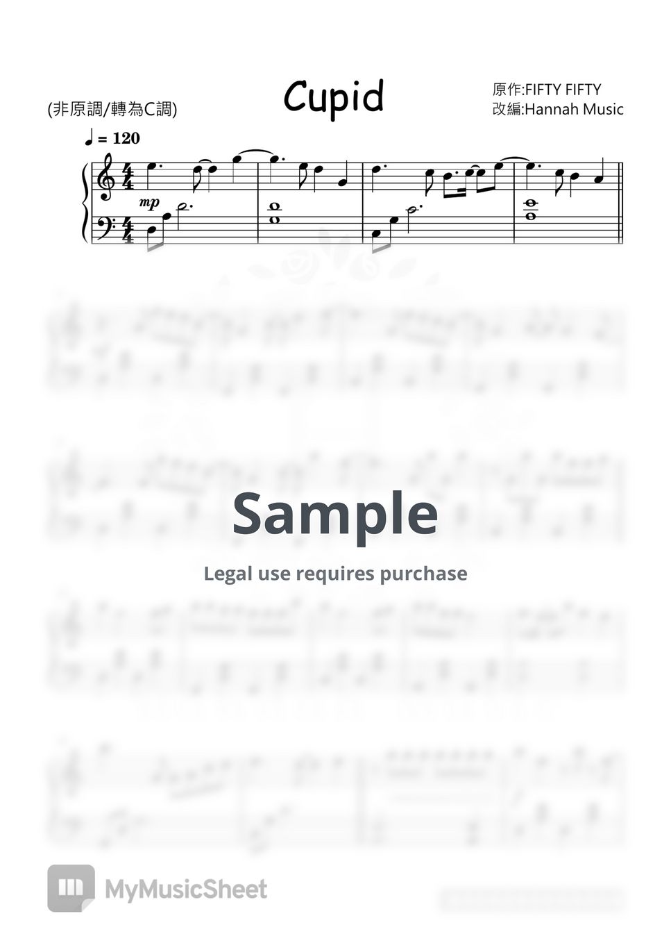 FIFTY FIFTY - Cupid (初級版) 악보 by Hannah Music