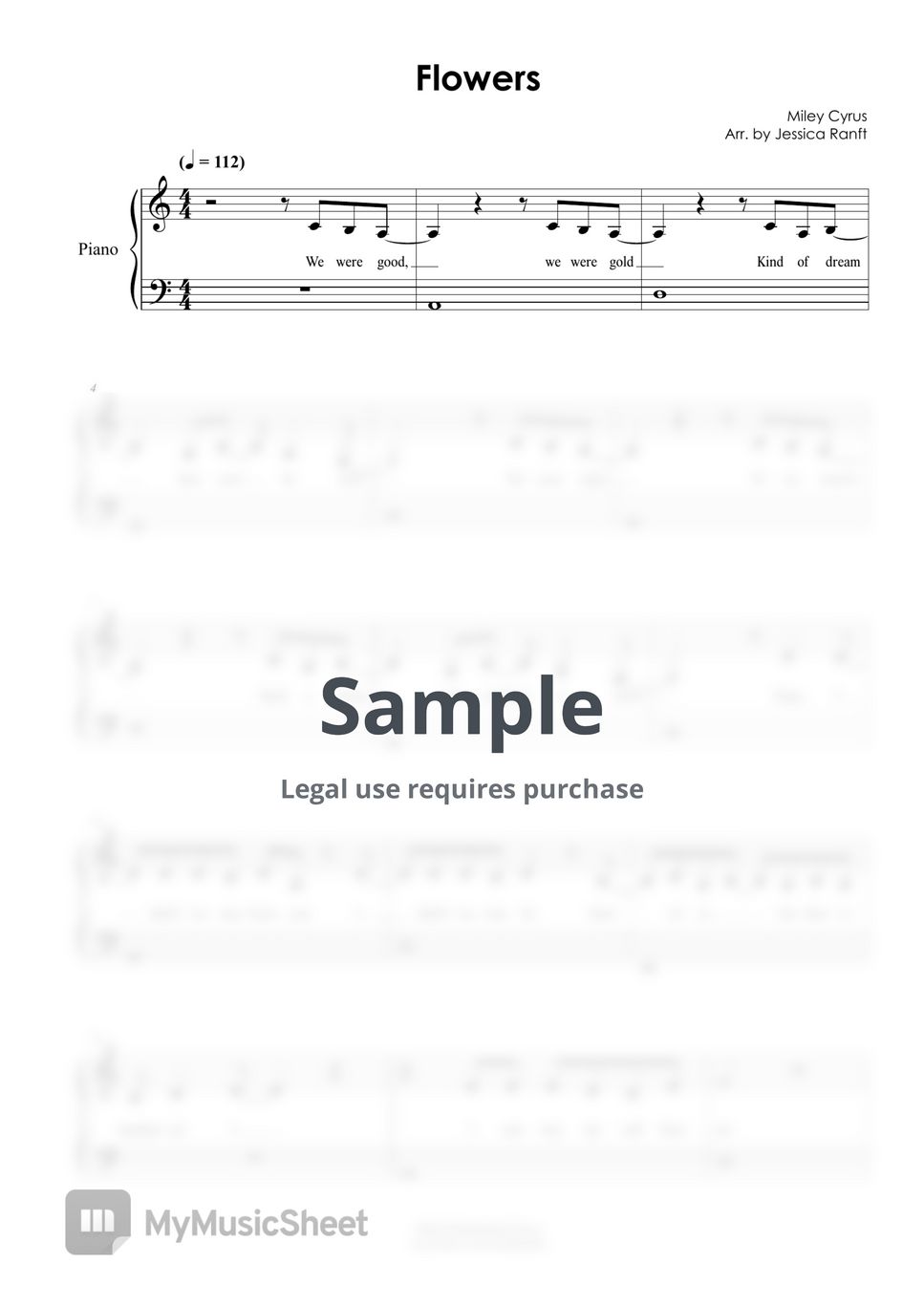 Miley Cyrus - Flowers Sheets by Balladial Piano