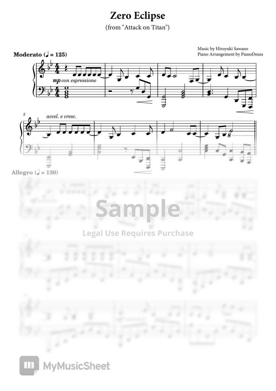 Attack on Titan OST - Zero Eclipse 악보 by PianoDeuss