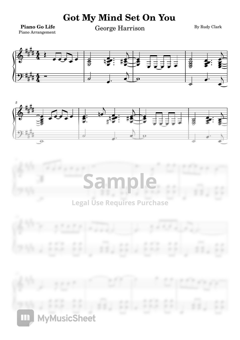 Rudy Clark - Got My Mind Set On You (George Harrison) Sheet by Piano Go ...