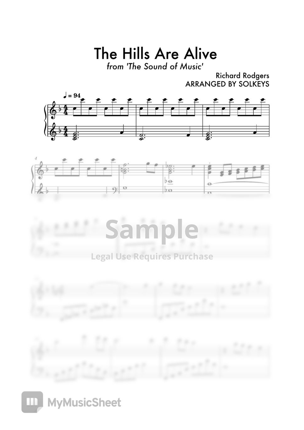 Julie Andrews, Richard Rodgers - The Hills Are Alive Sheets by SolKeys