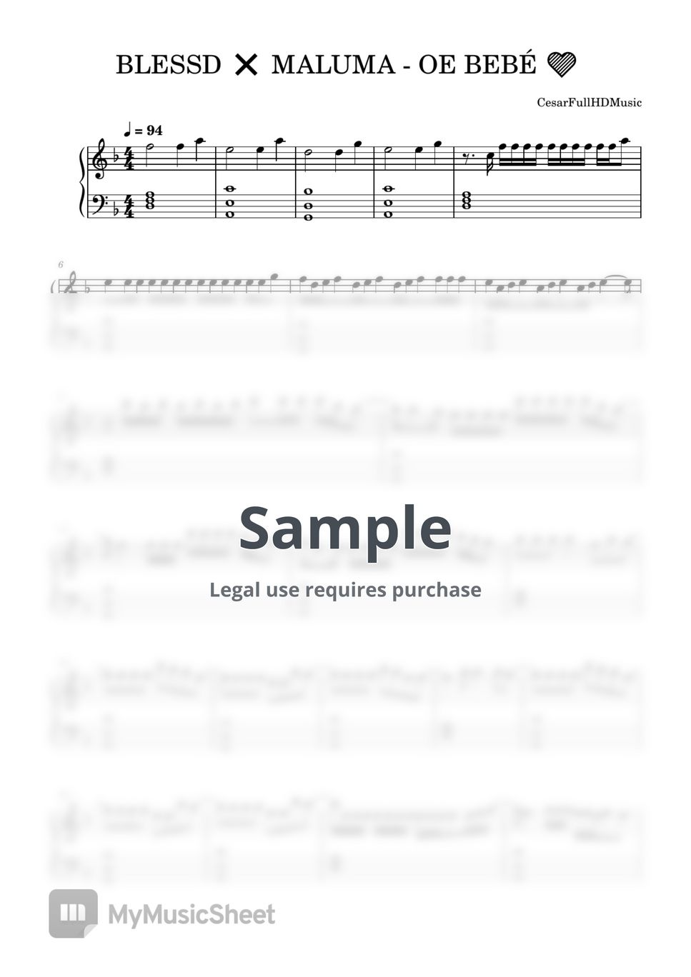 BLESSD MALUMA - OE BEBÉ 💜 Sheet Music