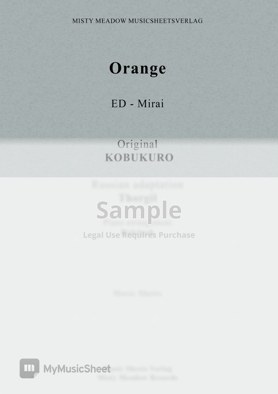 KOBUKURO (Kentarou Kobuchi) - Mirai (ED from "Orange") (Thorgil ...