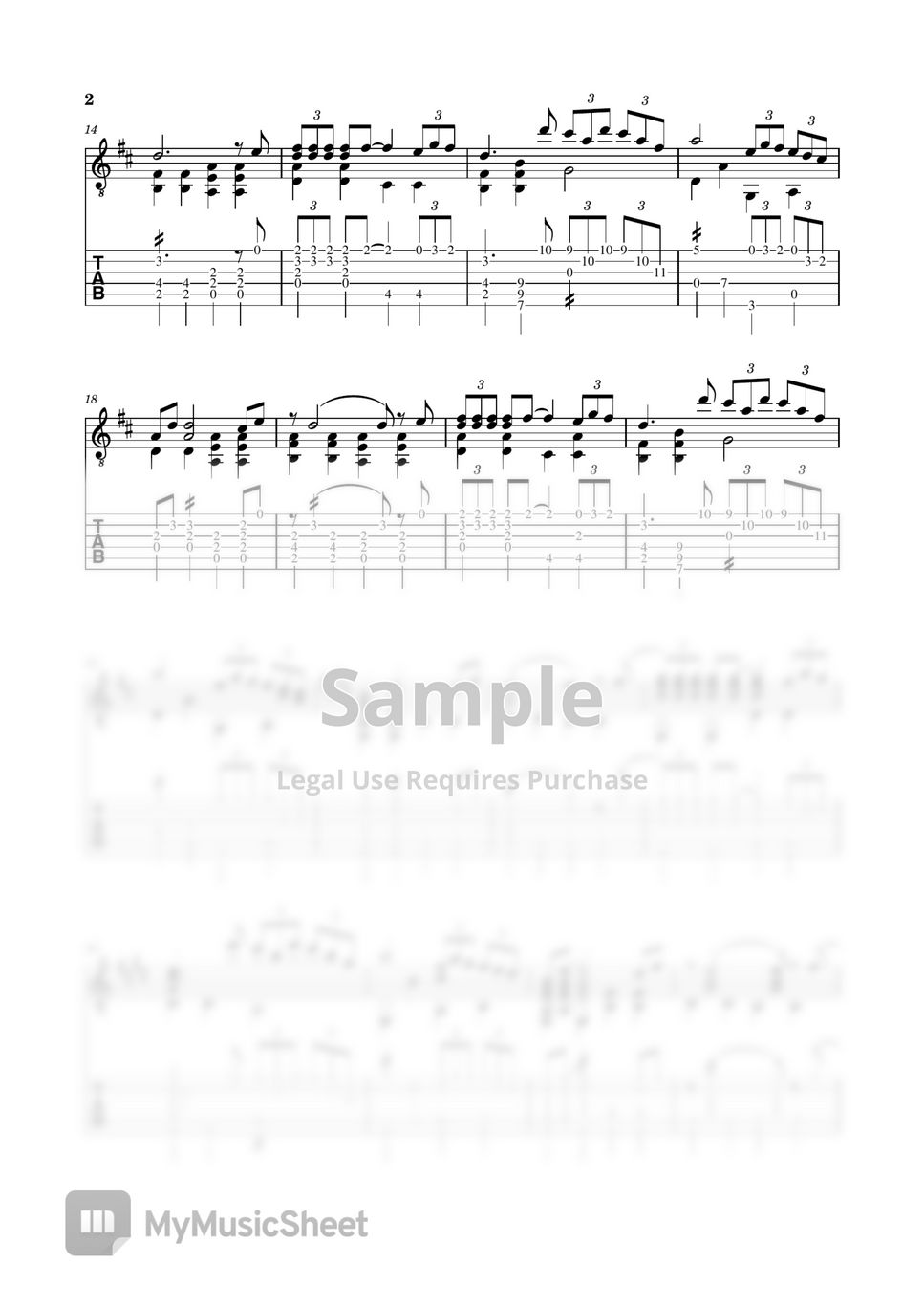 Lucio Quarantotto - Time To Say Goodbye (guitar/fingerstyle/tab) Sheet Music by MASAKI YAZAWA