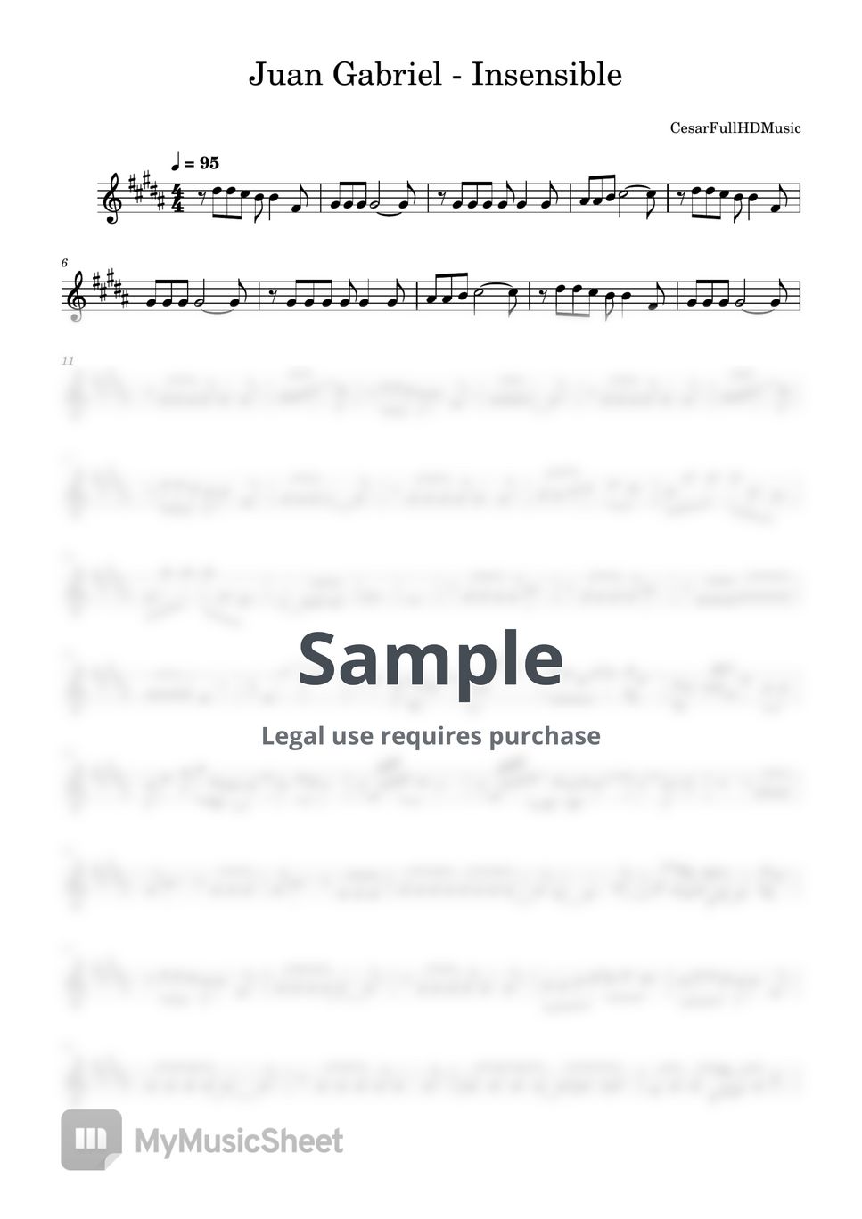 Juan Gabriel - Insensible 악보
