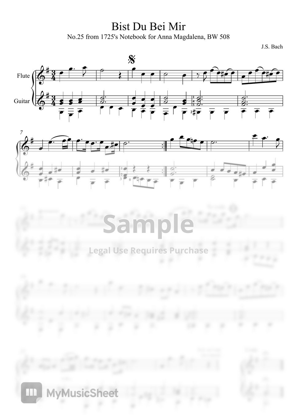 Johann Sebastian Bach - Bist du bei mir Sheets by Lorenzo Gavanna ...