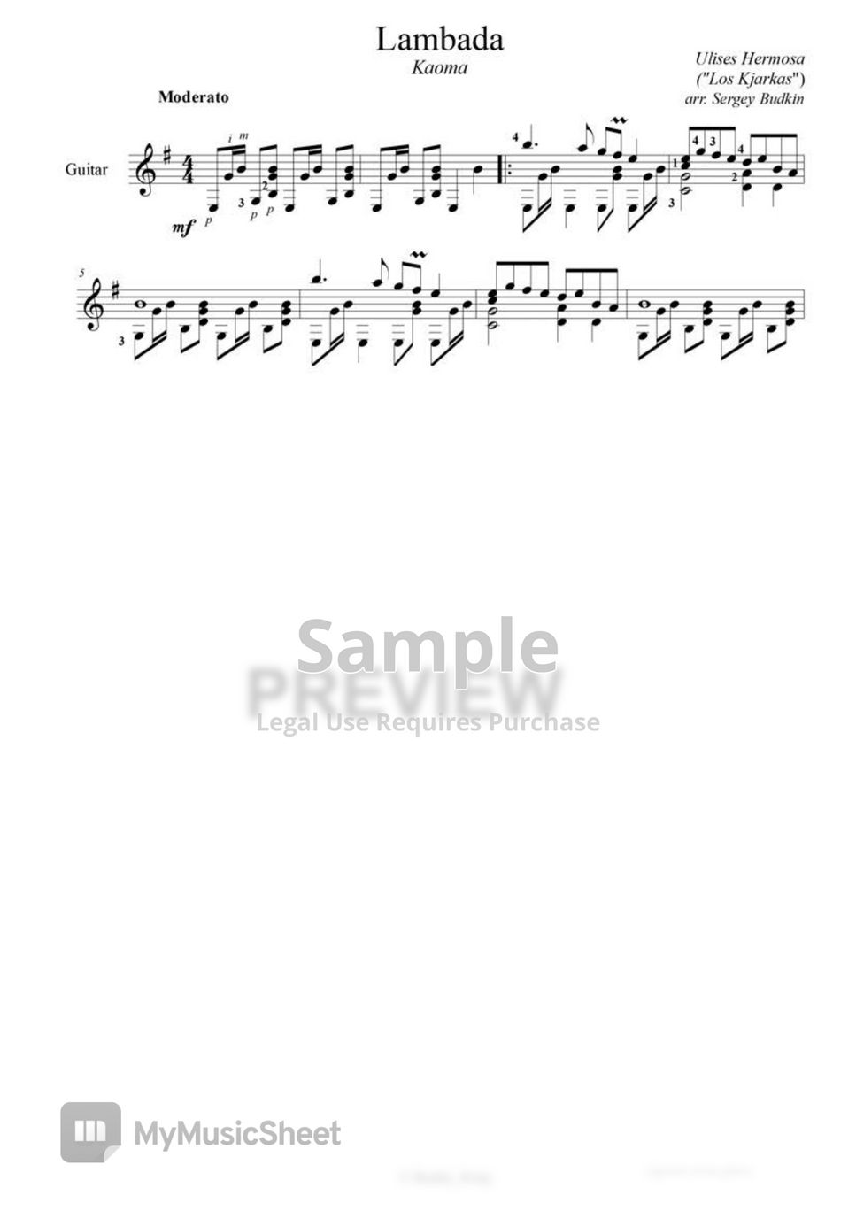 Kaoma - Lambada 악보 by Buddy_King