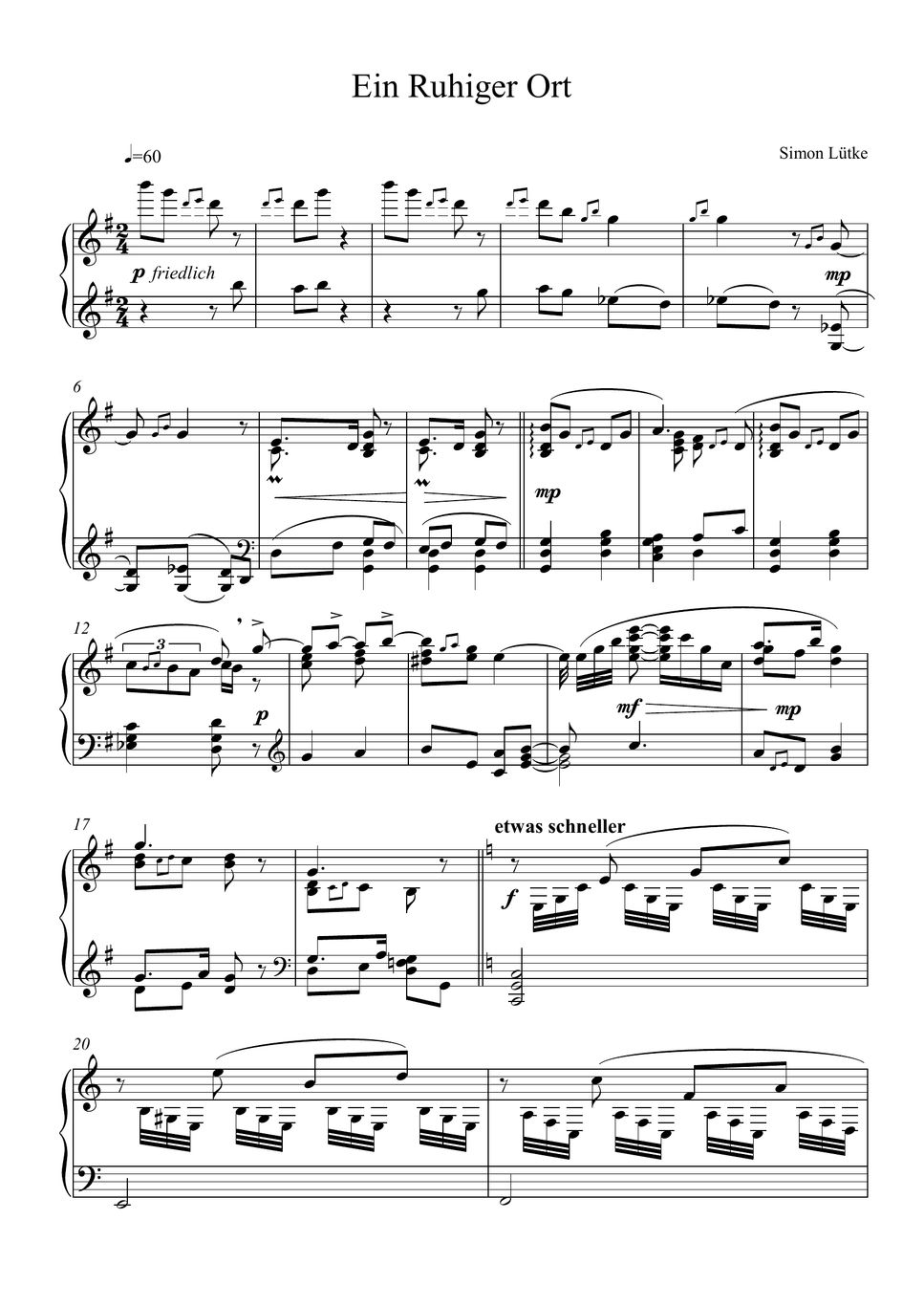 Simon Lütke - Ein ruhiger Ort Sheets