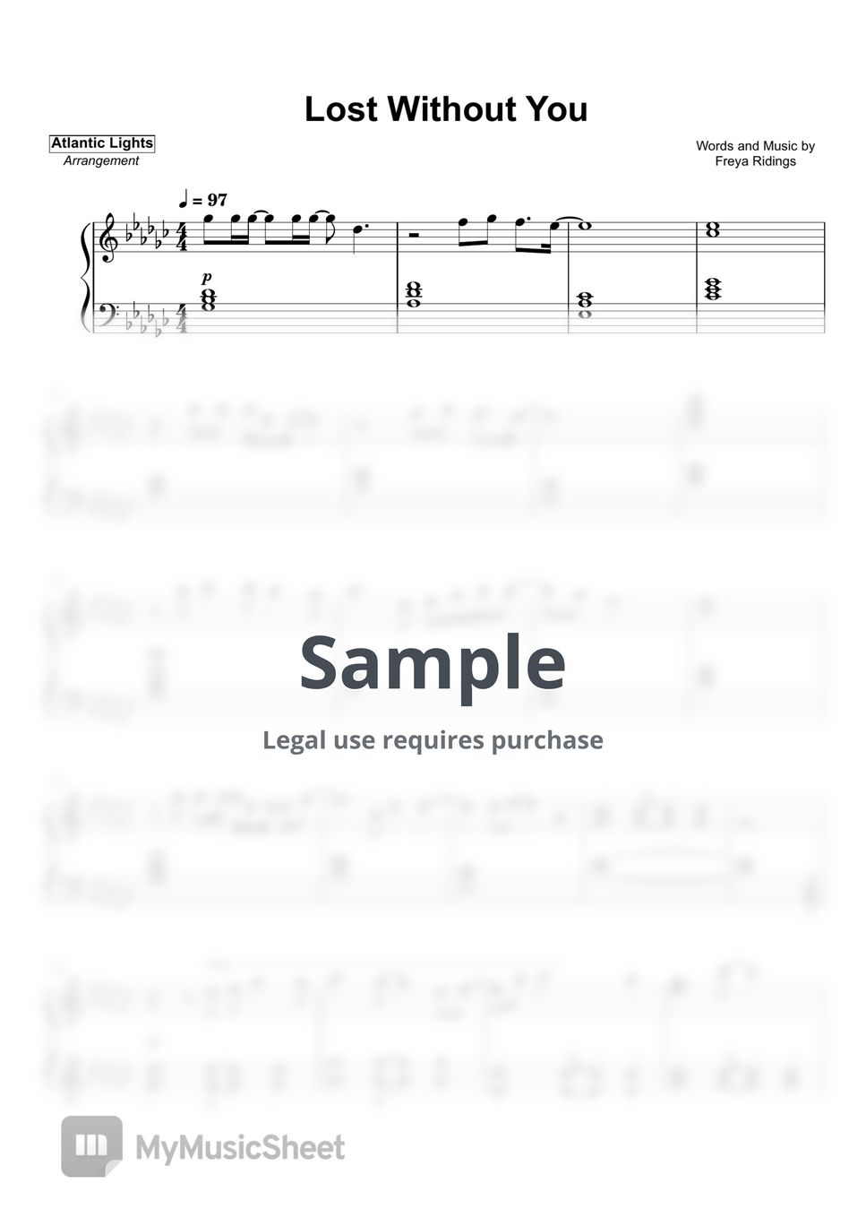 Freya Ridings - Lost Without You 악보 by Atlantic Lights