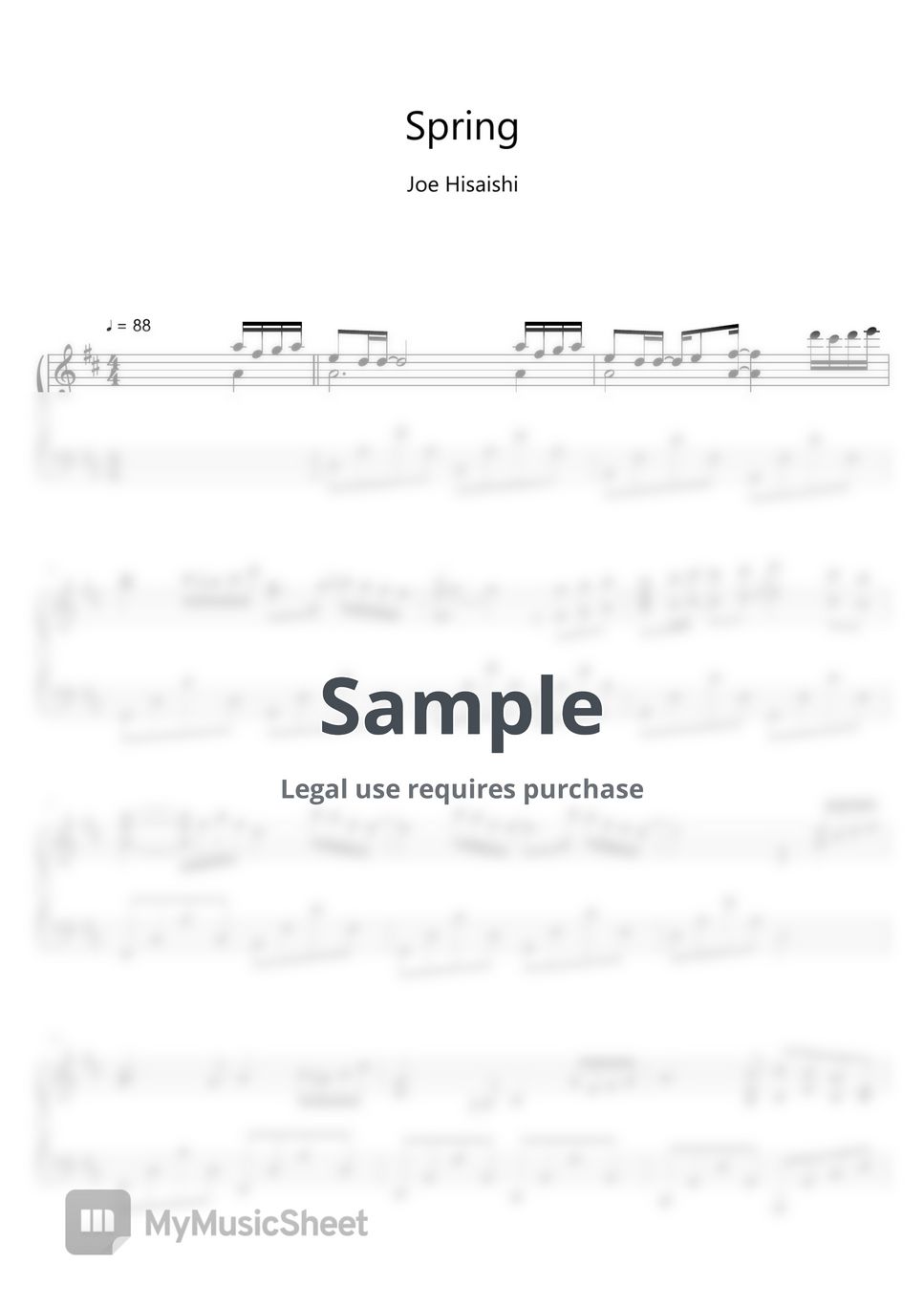 久石譲 (Joe Hisaishi) - Spring (Sheet Music, MIDI,) แผ่น by sayu