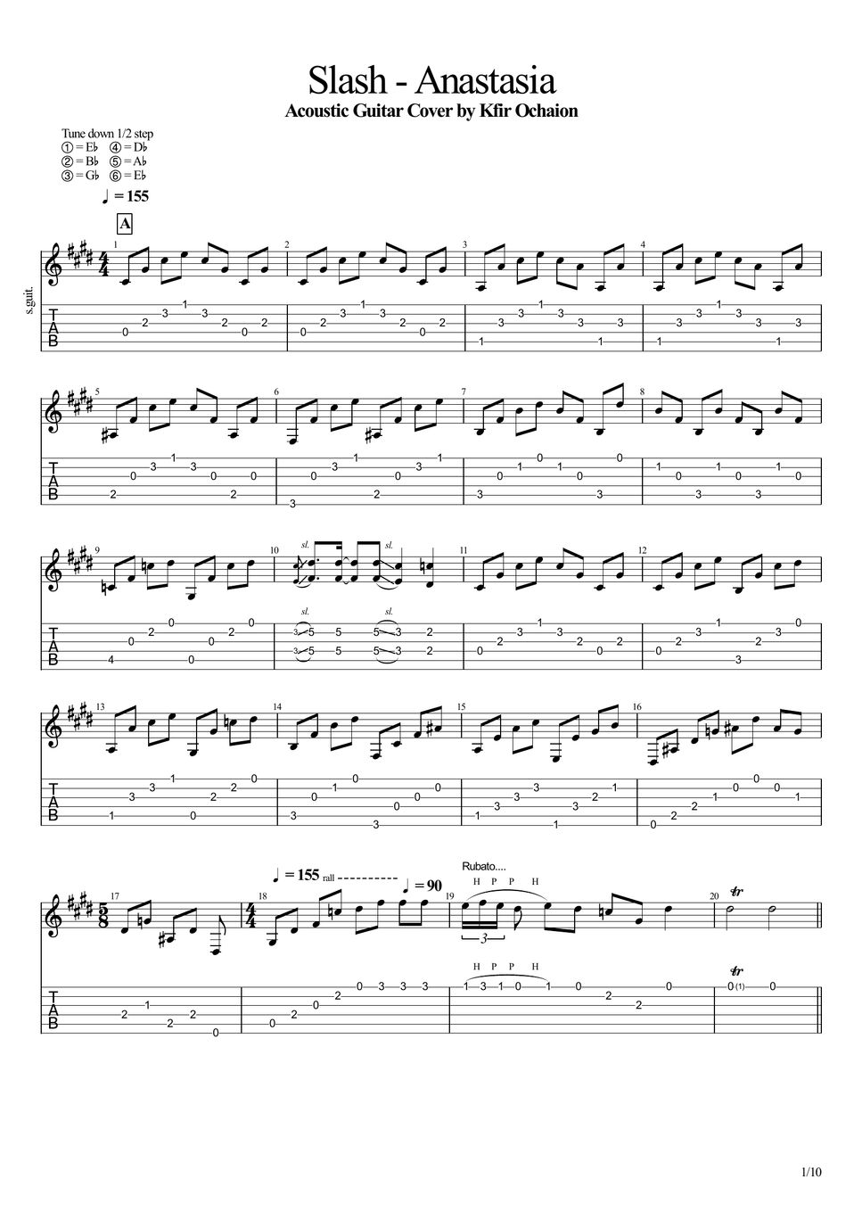 Slash - Anastasia (Acoustic) Sheets by Kfir Ochaion