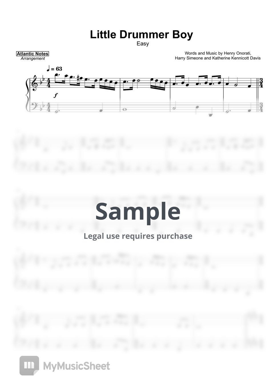 Christmas - Little Drummer Boy Sheet Music by Atlantic Notes