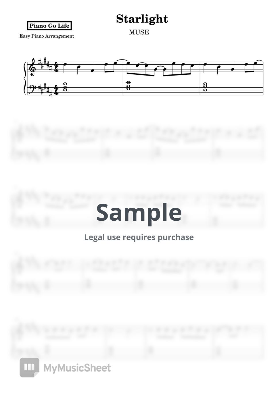 Muse - Starlight (EASY) Sheet Music by Piano Go Life