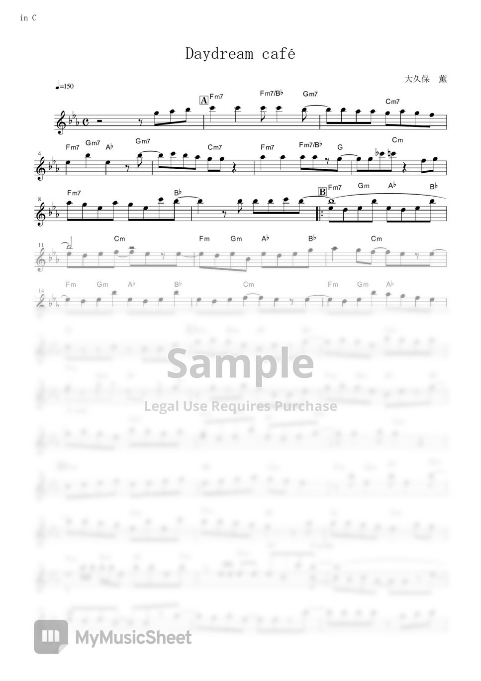 Is the order a rabbit? - Daydream café (in C) 樂譜