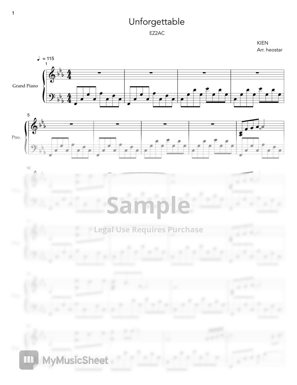 EZ2AC - Unforgettable Sheet Music by heostar