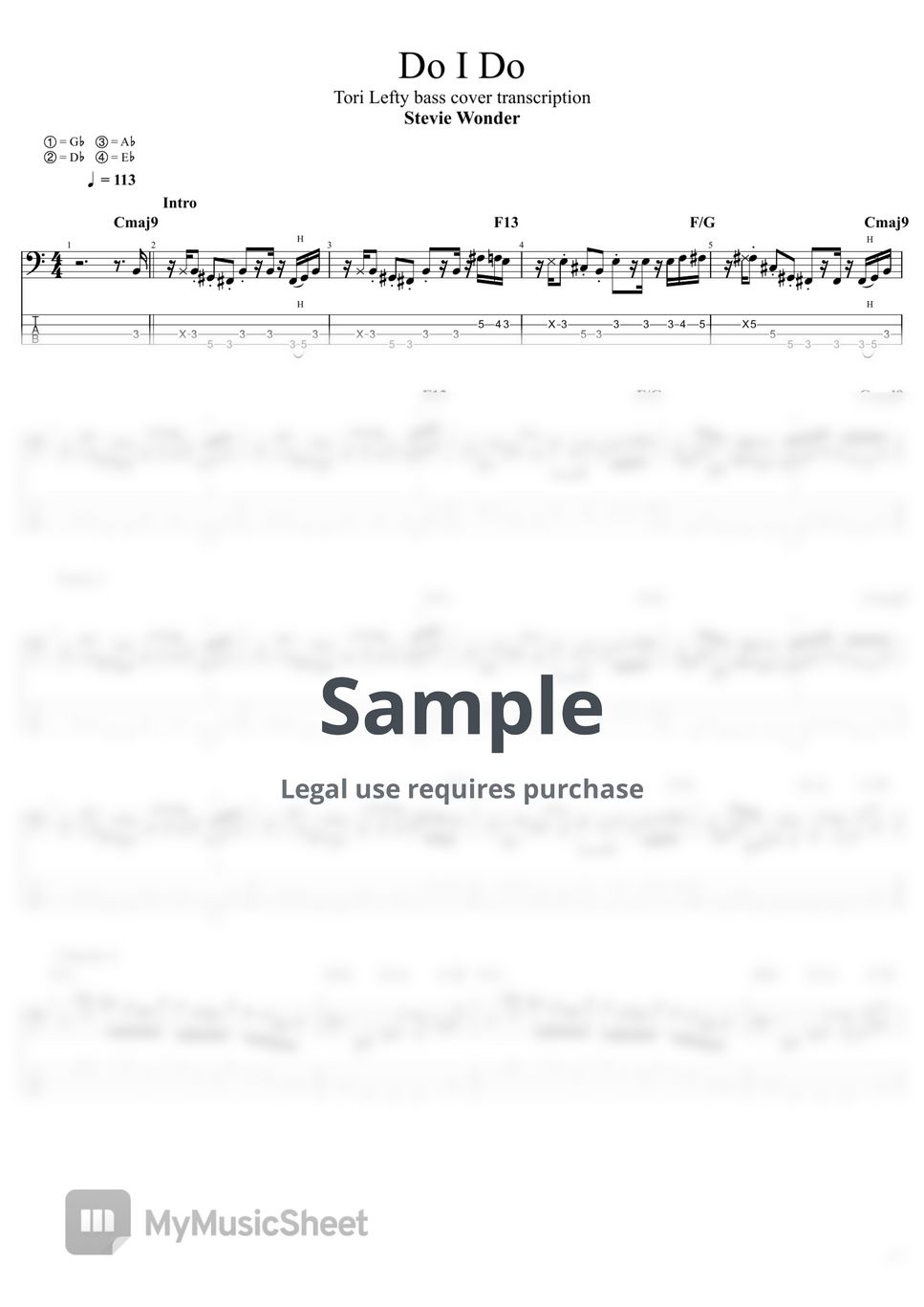 Stevie Wonder - Do I Do Tab + 1staff by Tori Lefty